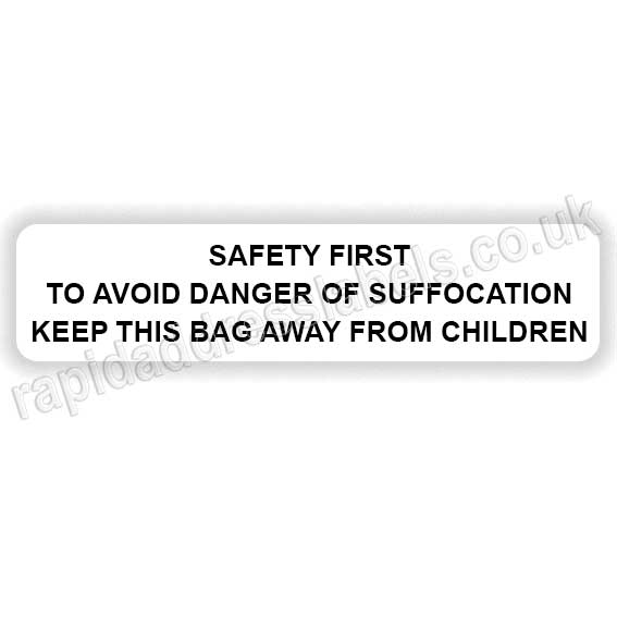 Polythene Bag Safety Warning Labels, 85 x 20mm (3.35 x 0.79 inch ...